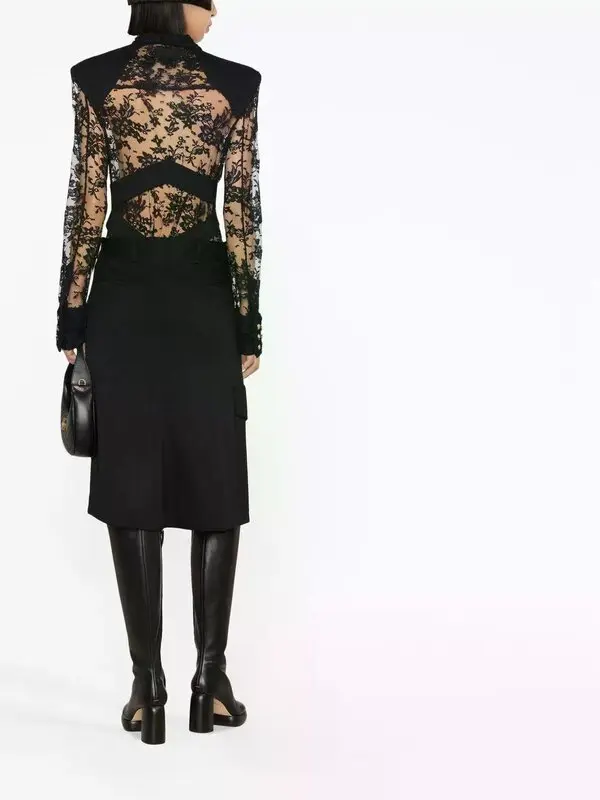 Balmain Tweed And Lace Plastron Shirt