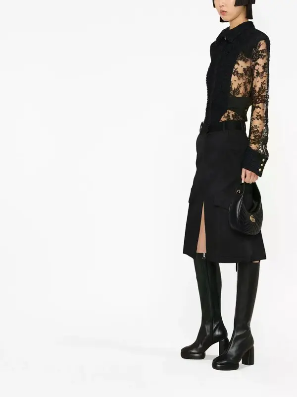 Balmain Tweed And Lace Plastron Shirt