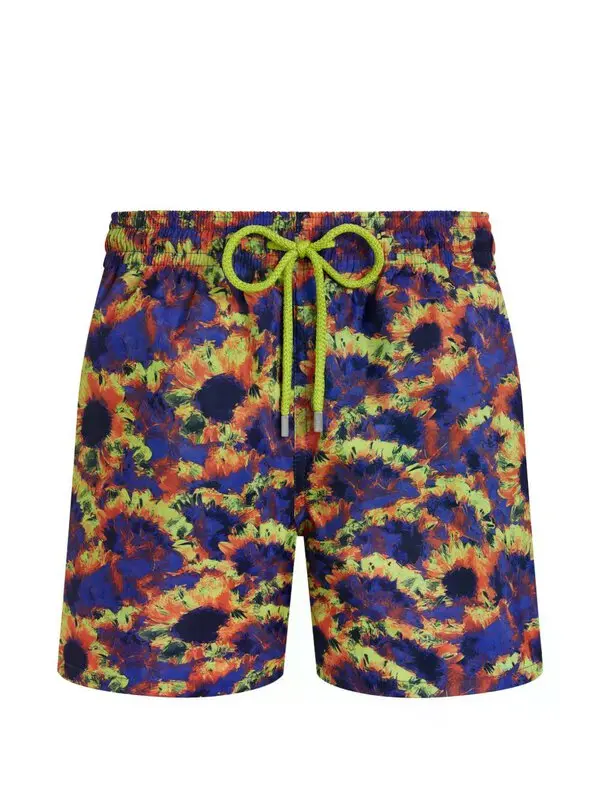 Vilebrequin Sunflower-print Packable Swim Shorts - Multicolour