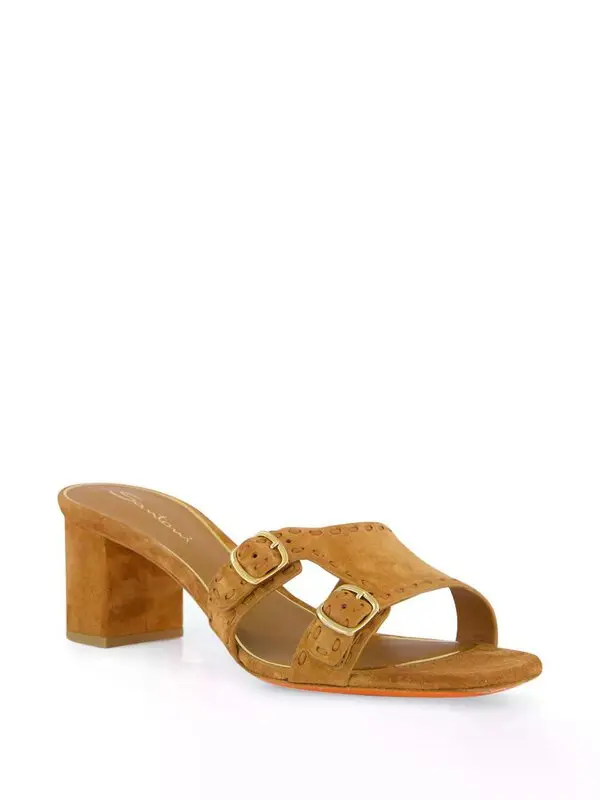 Santoni Double-buckle Suede High Heel Sandals