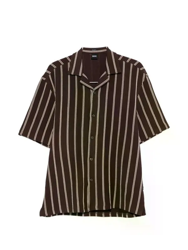 BOSS Striped Ribbed-knit Shirt - Brown