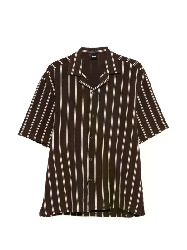 BOSS Striped Ribbed-knit Shirt - Brown