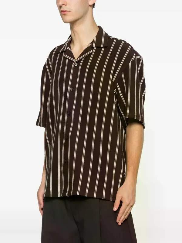 BOSS Striped Ribbed-knit Shirt - Brown