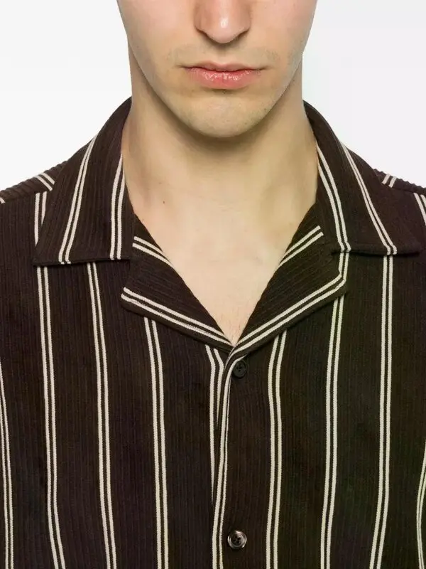 BOSS Striped Ribbed-knit Shirt - Brown