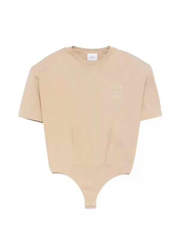 HALFBOY Slogan-print Darted Bodysuit - Neutrals