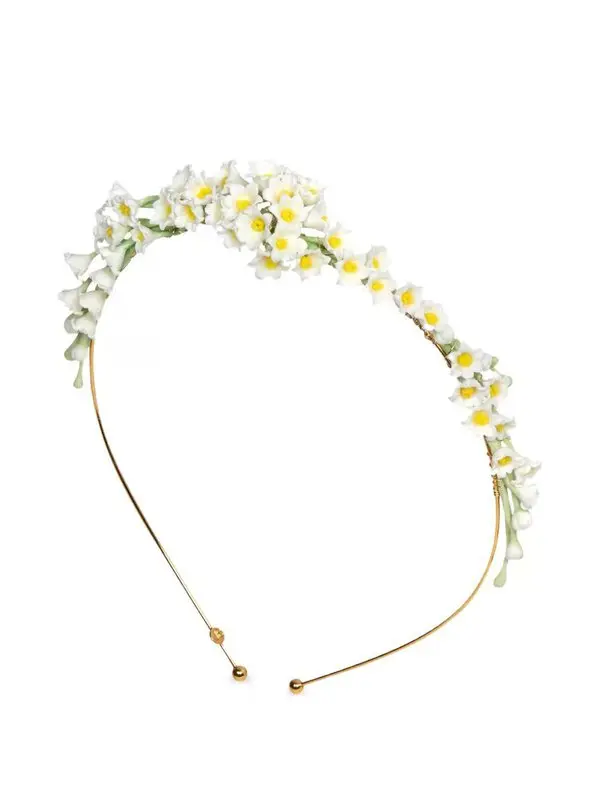 JENNIFER BEHR Victoria Floral-appliqué Headband - White