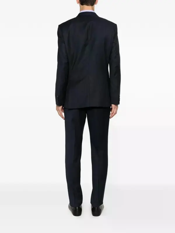 BOSS Double-breasted Virgin Wool Suit - Blue