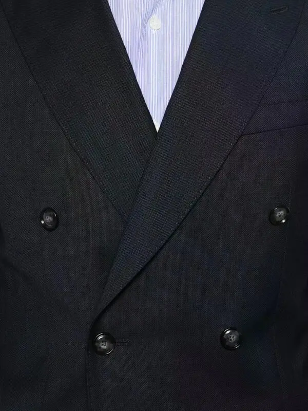 BOSS Double-breasted Virgin Wool Suit - Blue