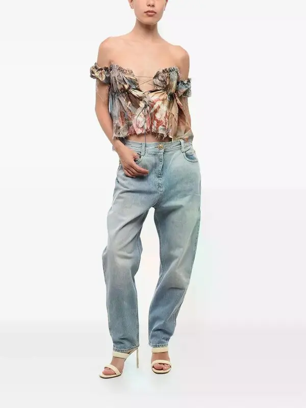 Balmain Printed Lace-up Top