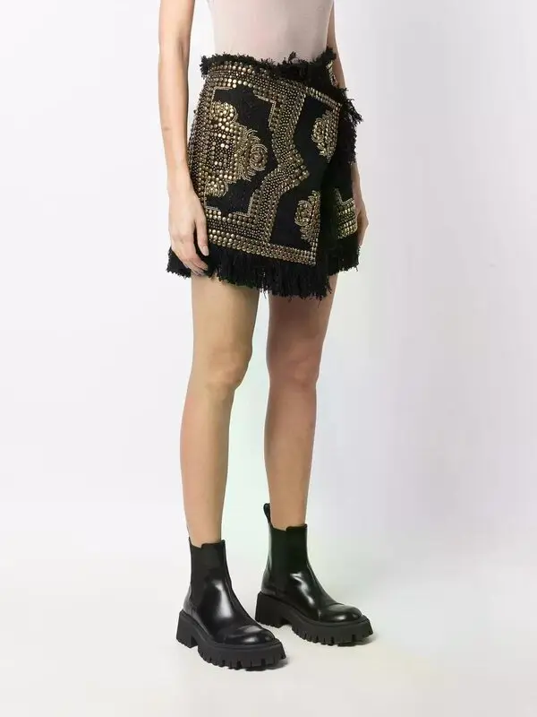 Balmain All-over Studded Embroidered Tweed Skirt