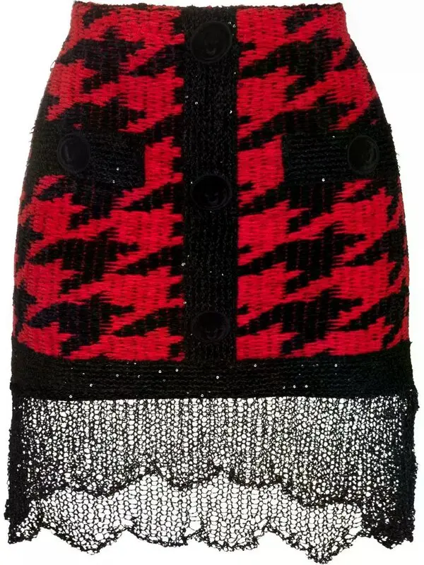 Balmain Houndstooth Knitted Miniskirt