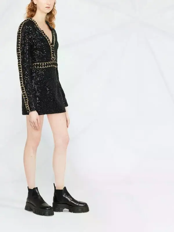 Balmain Chain-trim Sequin Dress