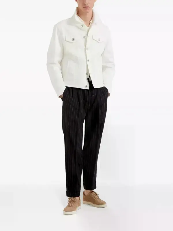 Brunello Cucinelli Striped Linen Trousers - Black