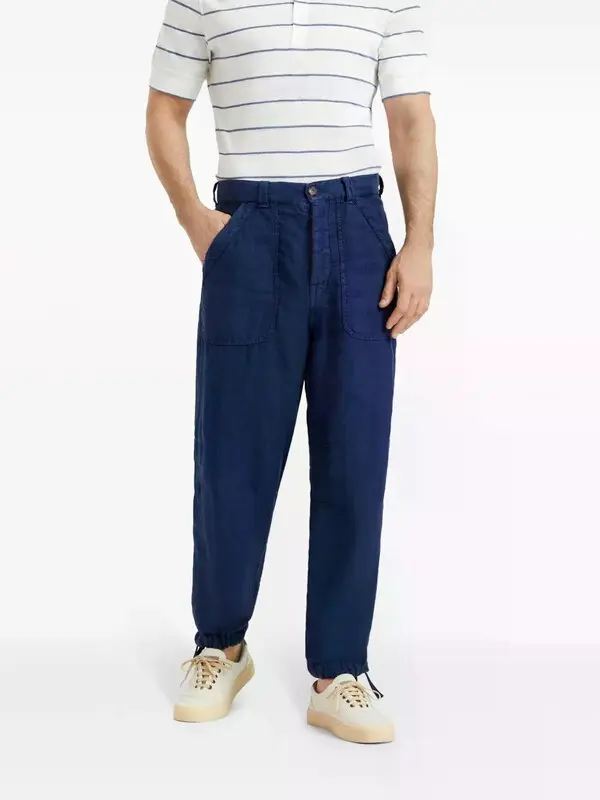Brunello Cucinelli Dyed Linen Straight-leg Trousers - Blue
