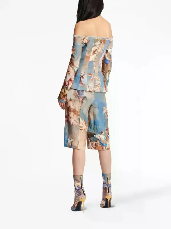 Balmain Printed Off-the-shoulder Jacket