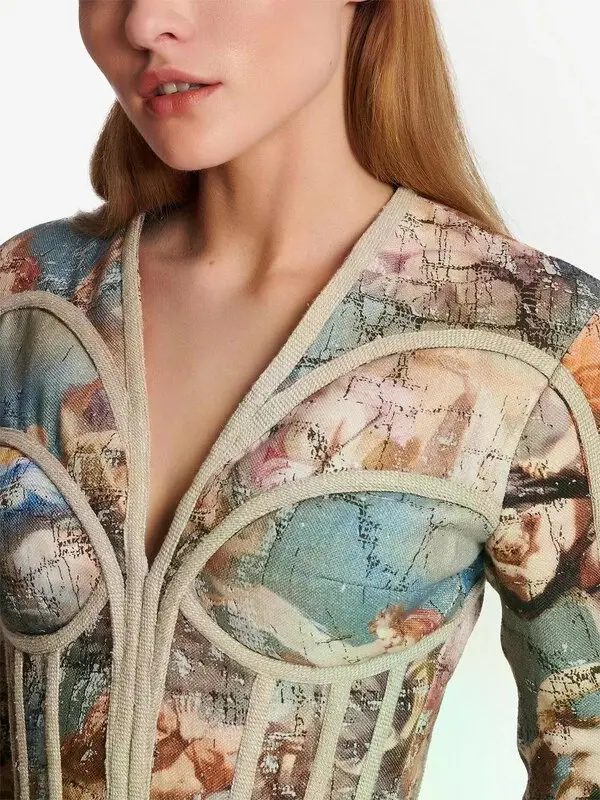 Balmain Abstract-print Linen Dress