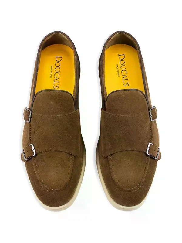 DOUCAL'S Double-buckle Suede Loafers - Brown