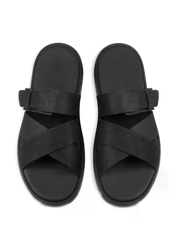 DOUCAL'S Crossover Touch-strap Sandals - Black