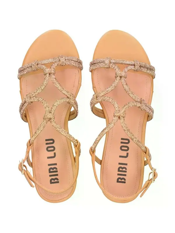 BIBI LOU Crystal Embellished Caged Sandals - Neutrals