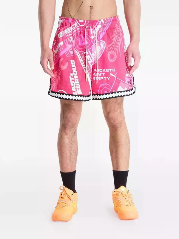 PUMA Printed Drawstring Shorts - Pink