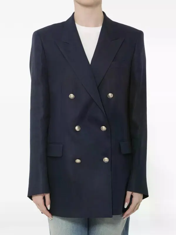 Tagliatore Double-breasted Linen Jacket - Blue