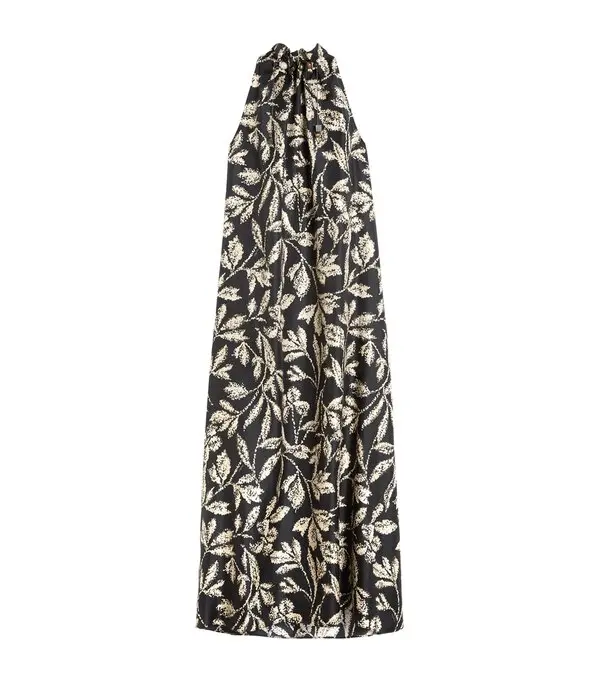 Max Mara Printed Silk Twill Maxi Dress - Black