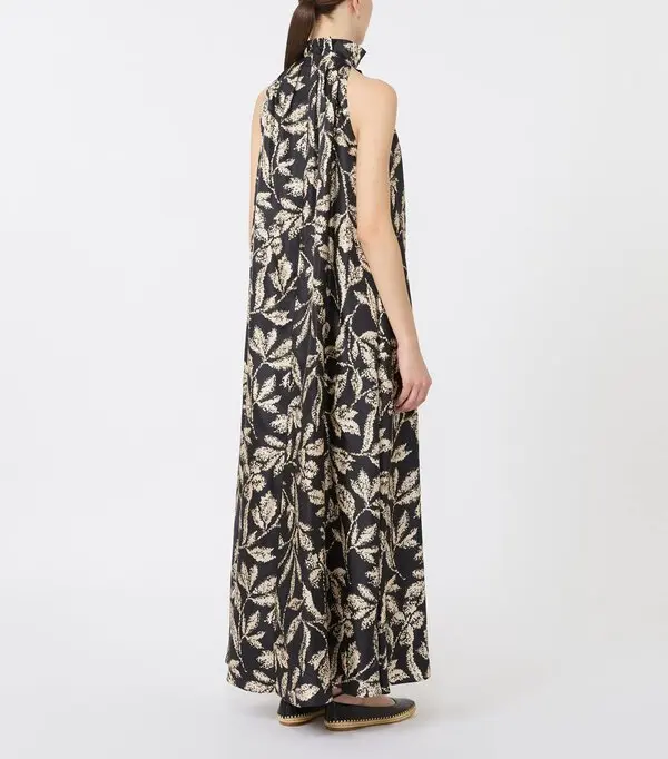 Max Mara Printed Silk Twill Maxi Dress - Black