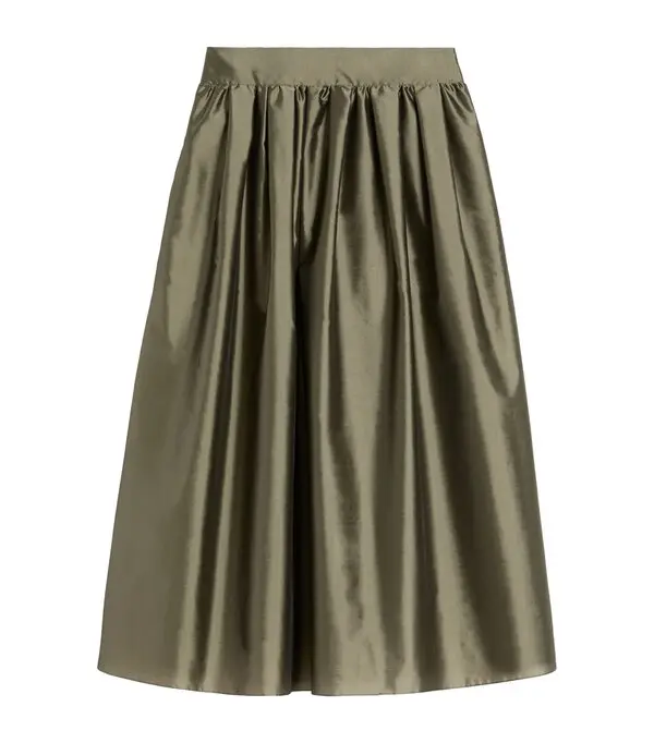 Max Mara Organza Pleated Maxi Skirt - Green