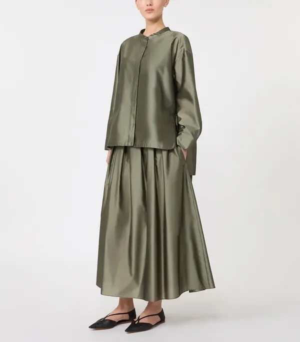 Max Mara Organza Pleated Maxi Skirt