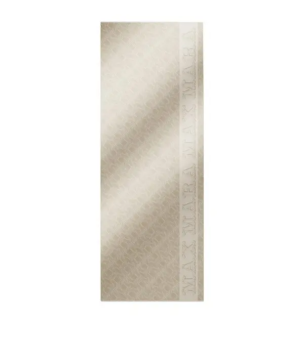 Max Mara Wool-silk-linen Monogram Stole Scarf - Beige