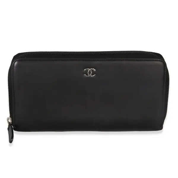 Chanel Quilted Caviar Zip Around Wallet - Black