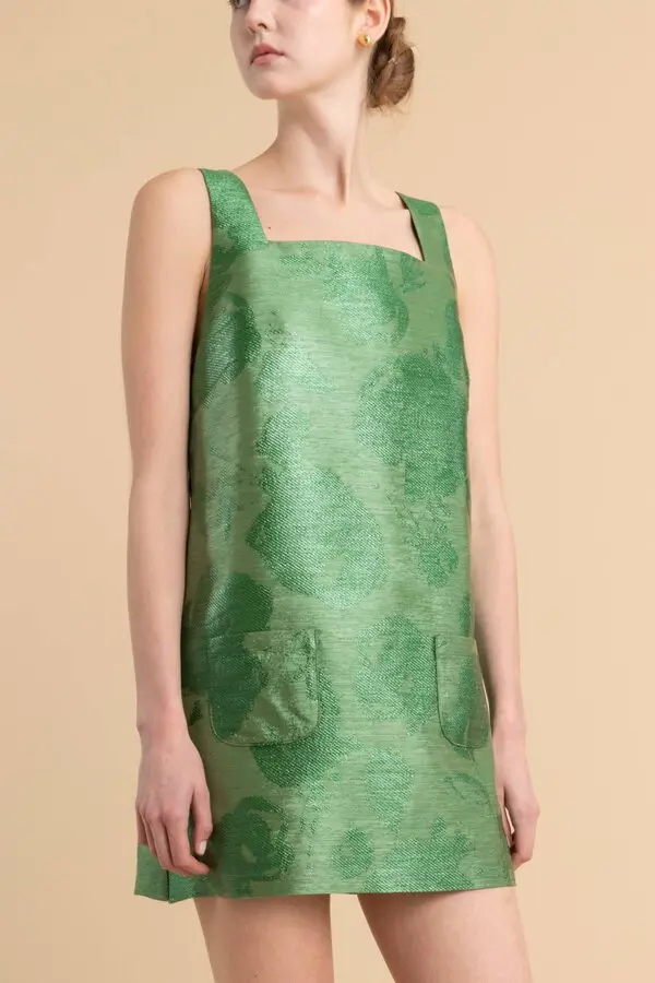Tess Lorenz Mini Tank Dress In Polyamide Viscose Cotton Blend - Emerald