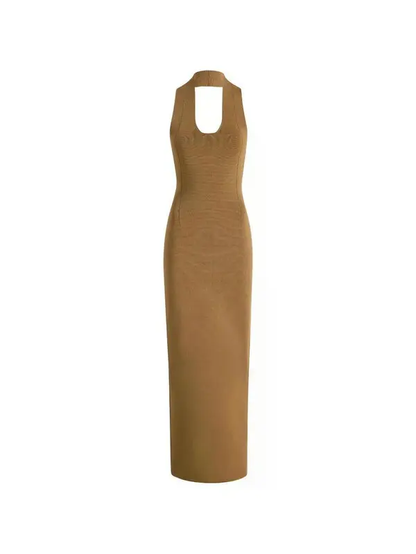 Khaite Mahi Knit Halter Dress - Brown