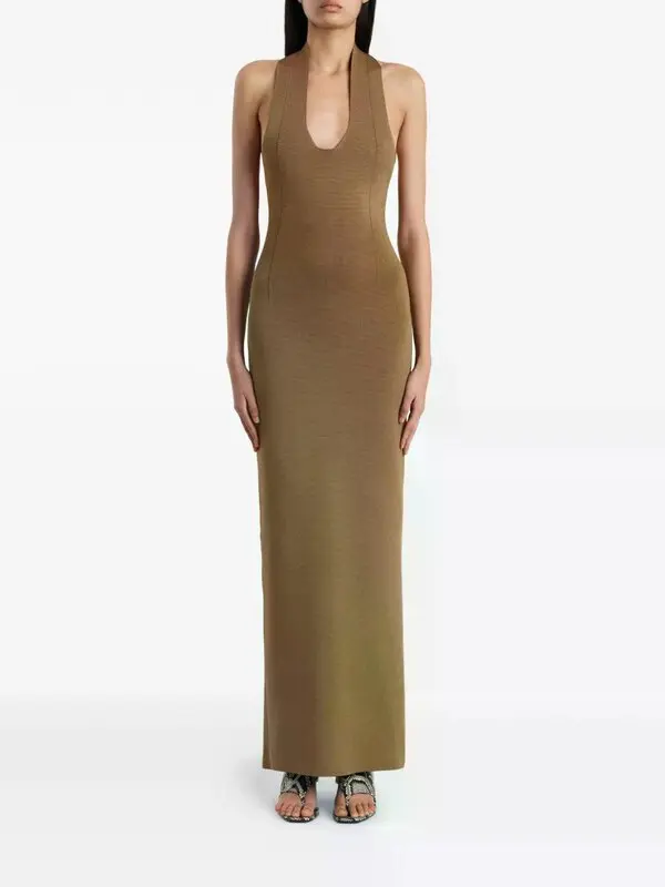 Khaite Mahi Knit Halter Dress - Brown