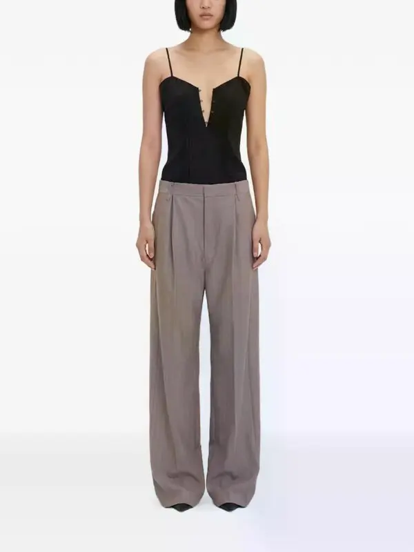 Victoria Beckham Pinstripe Pleated Trousers - Neutrals