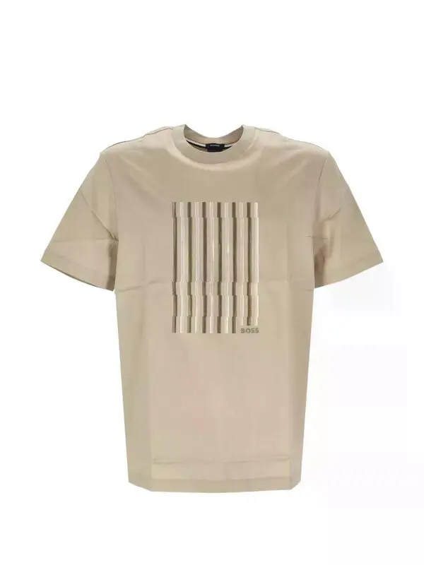 BOSS Embroidered-stripe T-shirt - Neutrals
