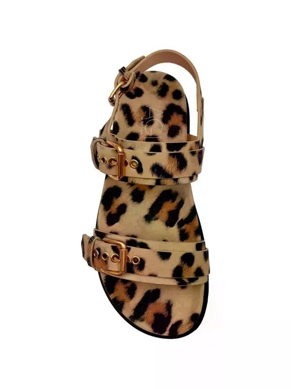 Agl Cristina Leopard-print Buckle-strap Sandals - Neutrals