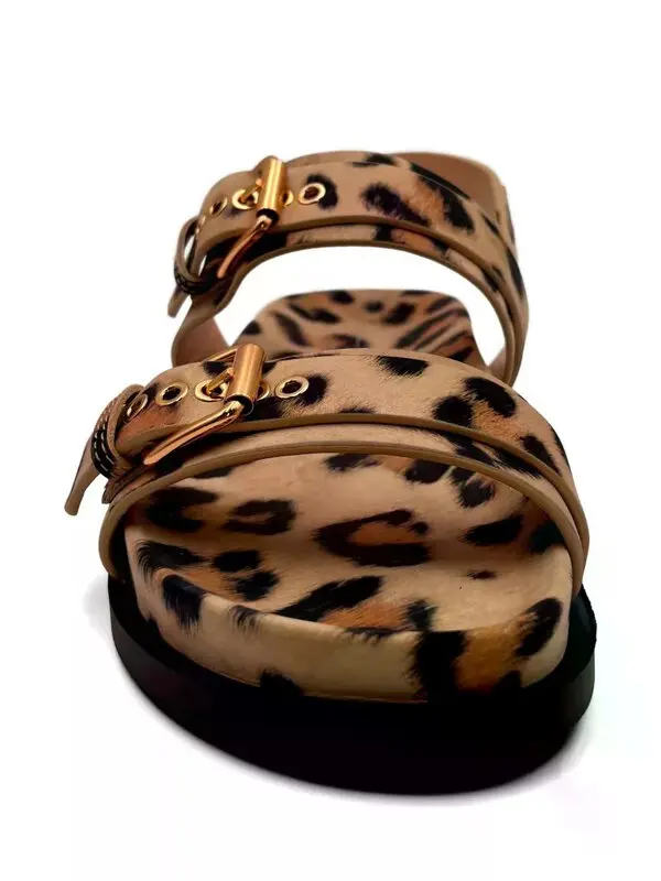 Agl Cristina Leopard-print Buckle-strap Sandals - Neutrals