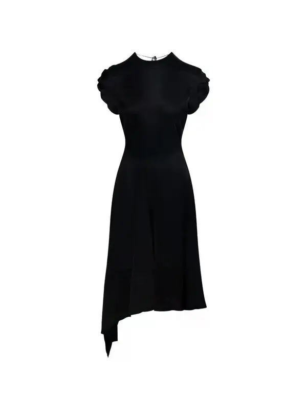 Victoria Beckham Asymmetric Gathered-sleeve Dress - Black