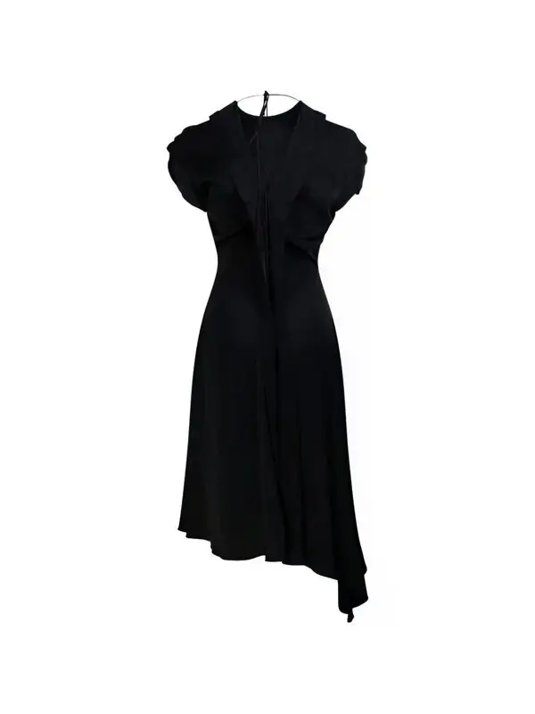 Victoria Beckham Asymmetric Gathered-sleeve Dress - Black
