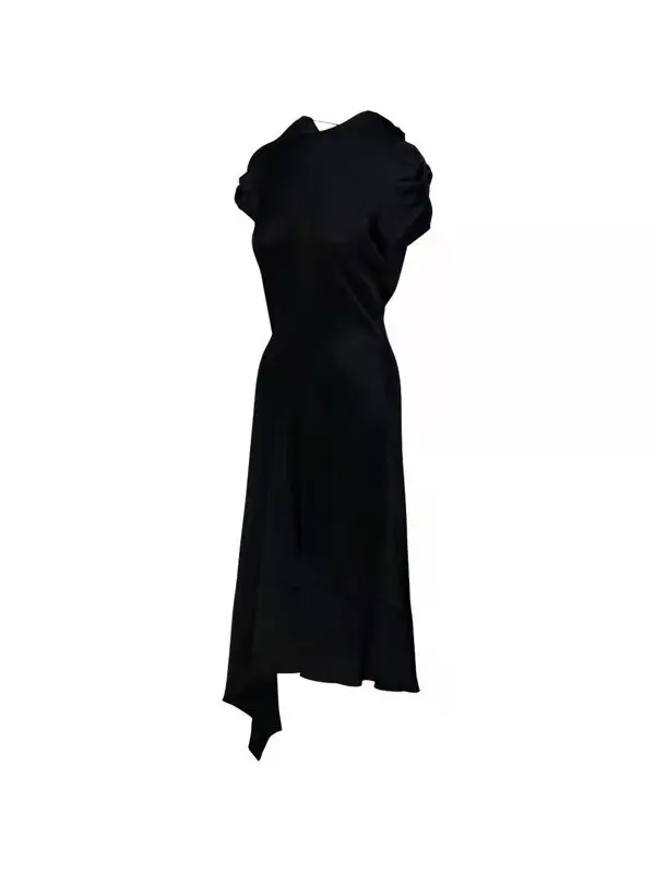 Victoria Beckham Asymmetric Gathered-sleeve Dress - Black