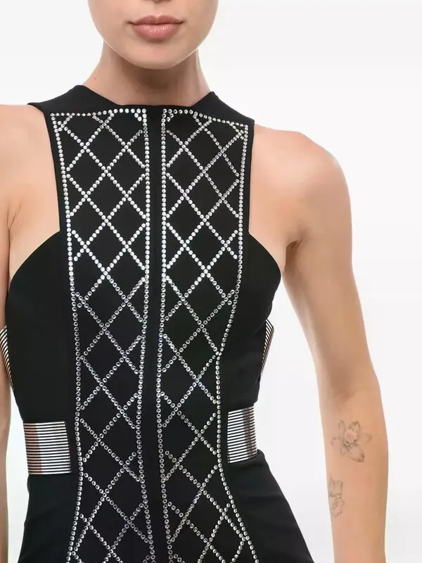 Balmain Rhinestone-embellished Zip-front Mini Dress