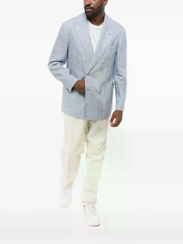 Brunello Cucinelli Pinstripe Double-breasted Blazer - Blue
