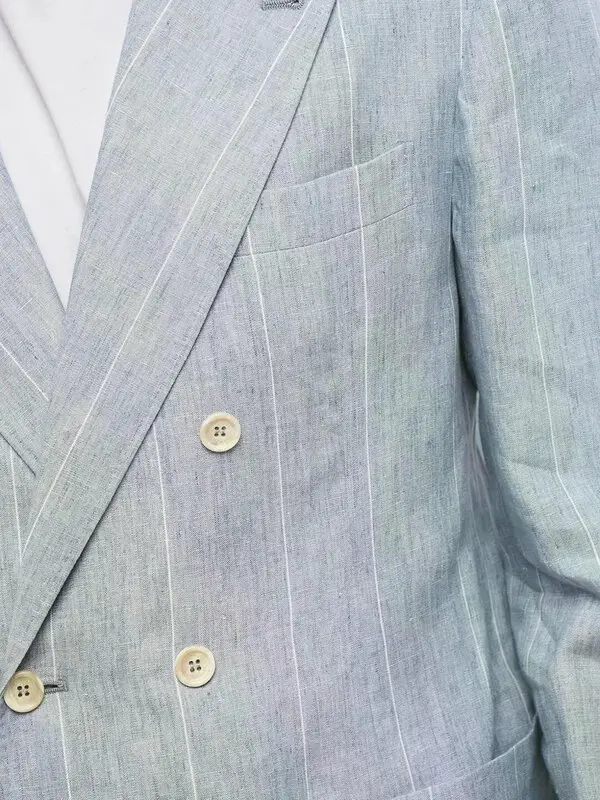 Brunello Cucinelli Pinstripe Double-breasted Blazer - Blue