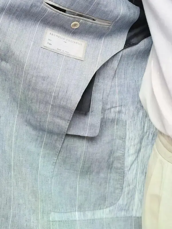 Brunello Cucinelli Pinstripe Double-breasted Blazer - Blue