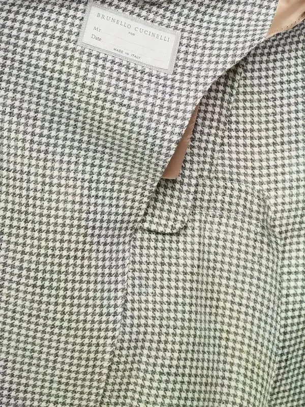 Brunello Cucinelli Houndstooth-pattern Buttoned Blazer - Grey