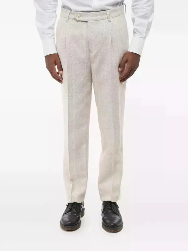 Brunello Cucinelli Pleated Cotton Trousers - Neutrals