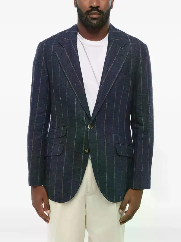 Brunello Cucinelli Pinstripe Single-breasted Blazer - Blue