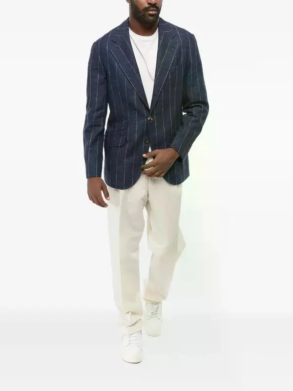 Brunello Cucinelli Pinstripe Single-breasted Blazer - Blue