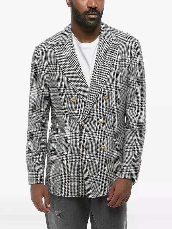 Brunello Cucinelli Double-breasted Checked-pattern Blazer